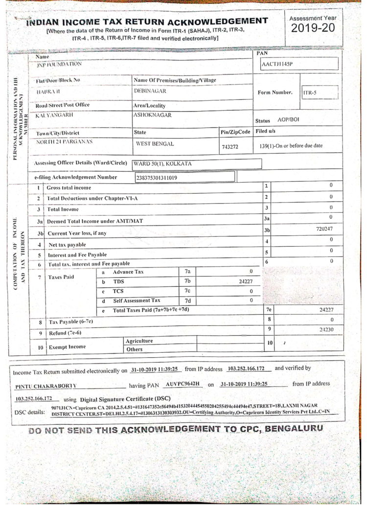 Balance Sheet – JNP